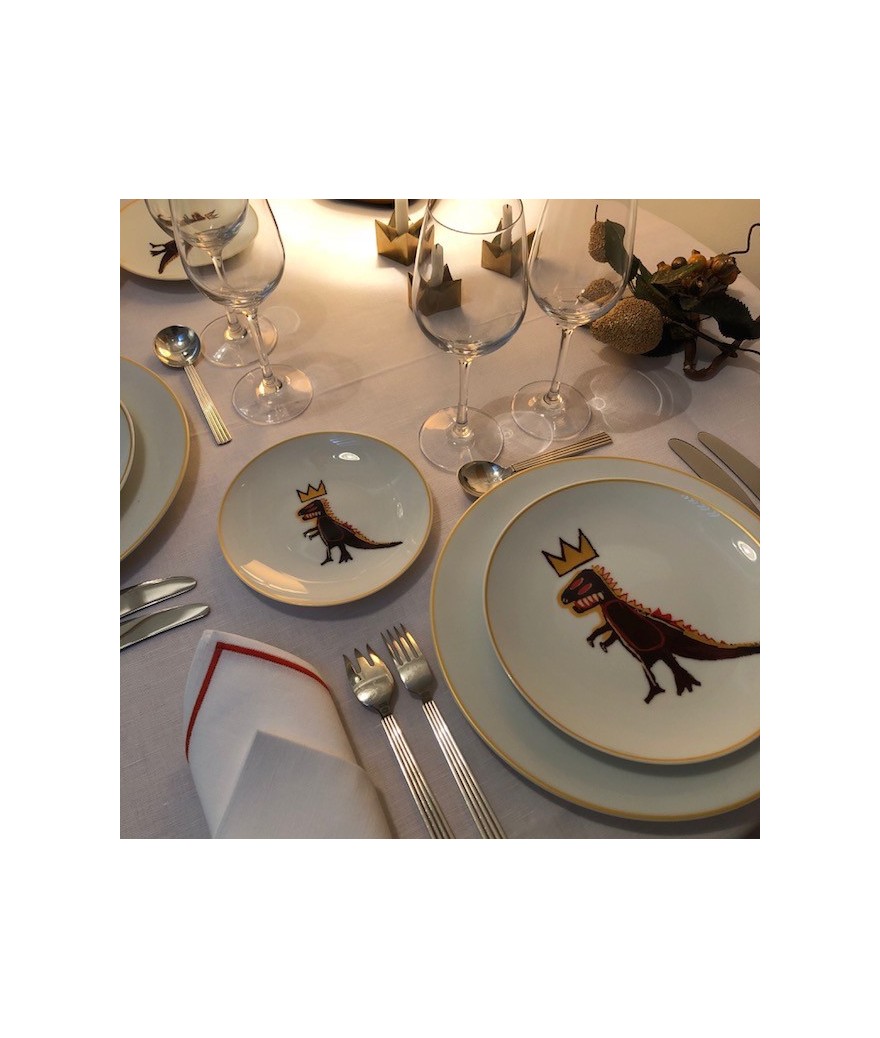 BASQUIAT Assiette en porcelaine - ”Gold Dragon”